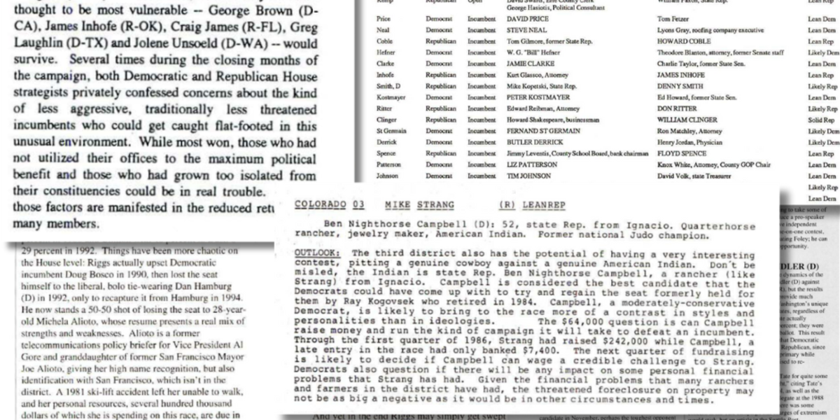 The Defining House Races of Every Cycle Since 1984: Part One (1984-2002) | Cook Political Report